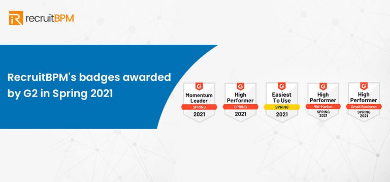 RecruitBPM's Badges Awarded by G2 in Spring 2021 - RecruitBPM | RecruitBPM